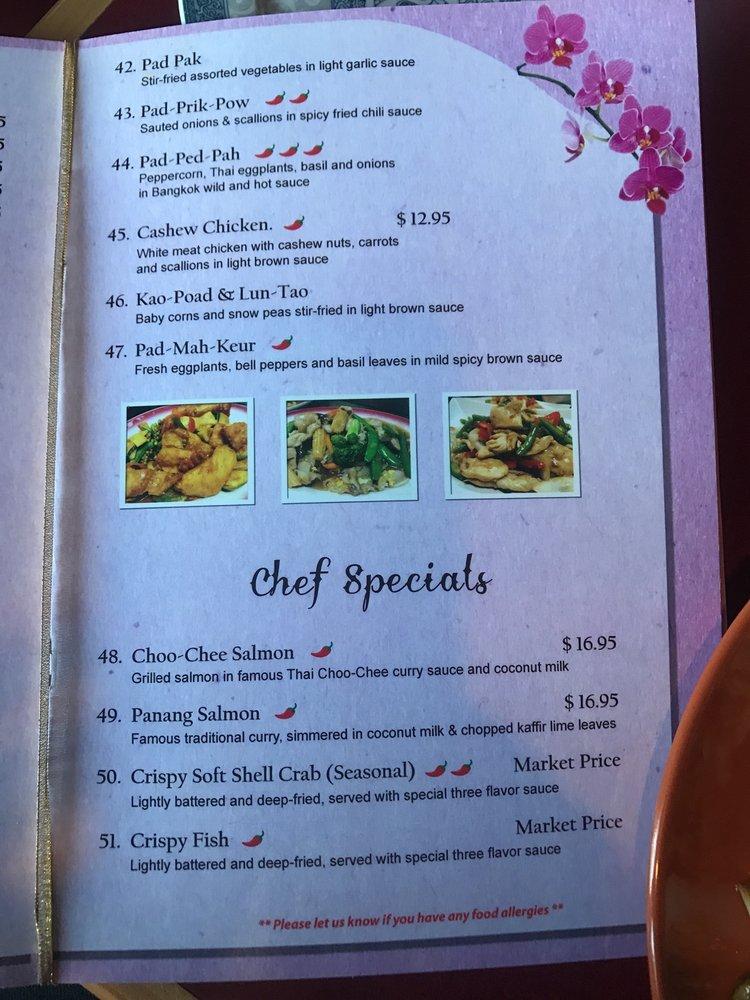 Menu at Nara Thai Cuisine restaurant, Aquia Harbour