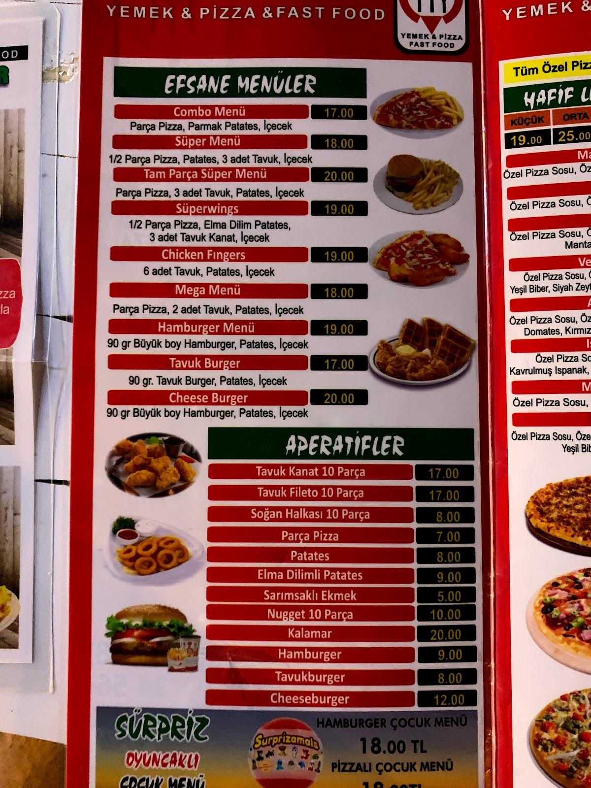 Menu at Pizza Pisa, Akyaka Belediyesi