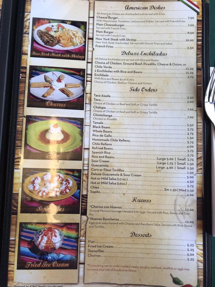 Menu at Playa Mazatlan Restaurant, Portland, NW Cornell Rd