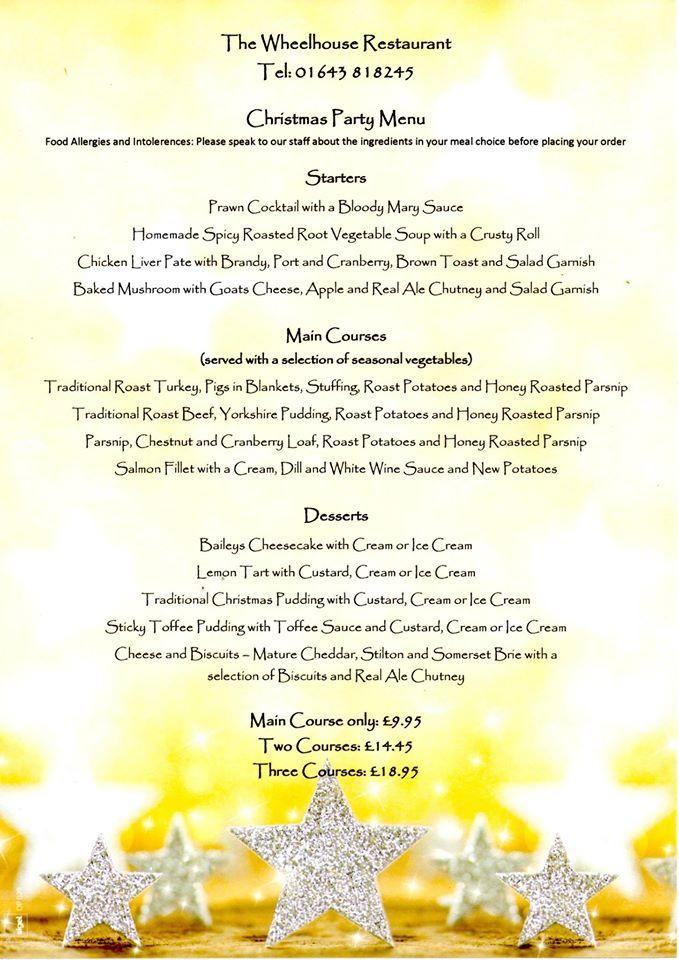 Menu at The Wheelhouse Restaurant, Minehead