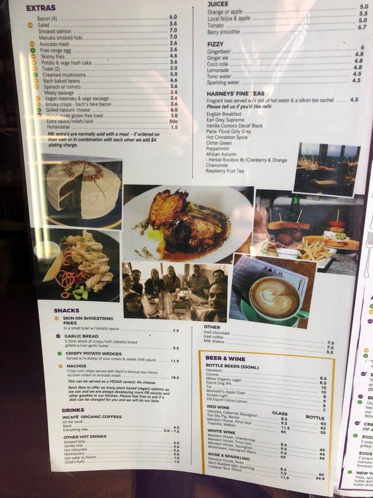 Menu at Bach On Breakwater Cafe & Restaurant, New Plymouth