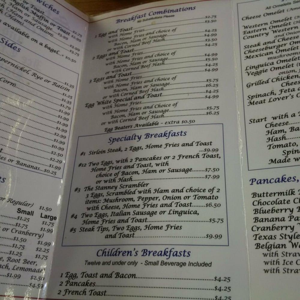 Menu at Stanney's Ice Cream & Sandwich restaurant, Holbrook