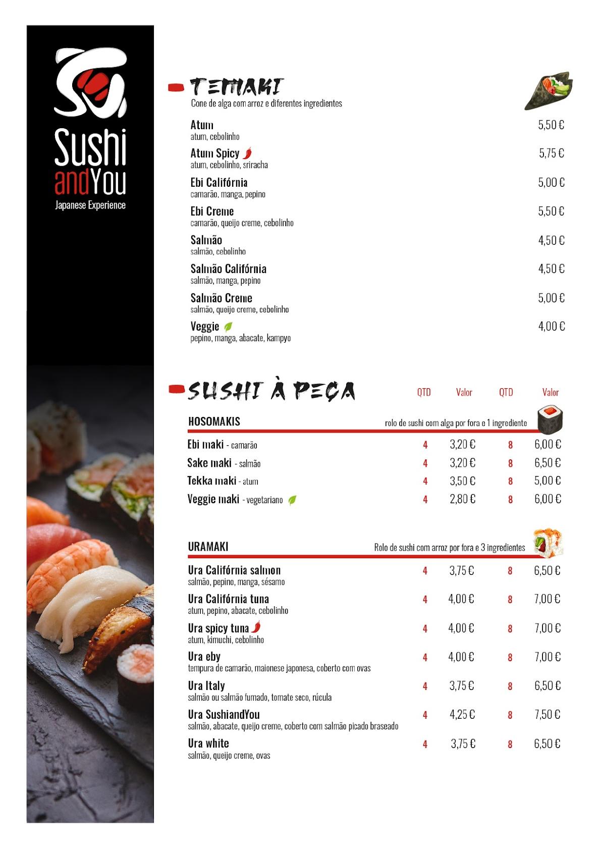 Menu at Sushi and You restaurant, Torres Novas