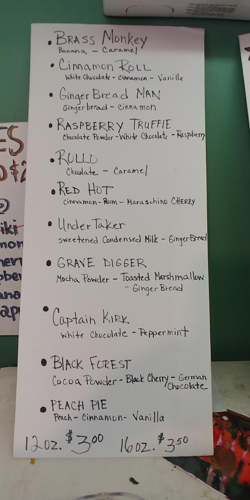 Menu at 230 Fix Coffee Shop at Michele’s Quilting, Blue Earth