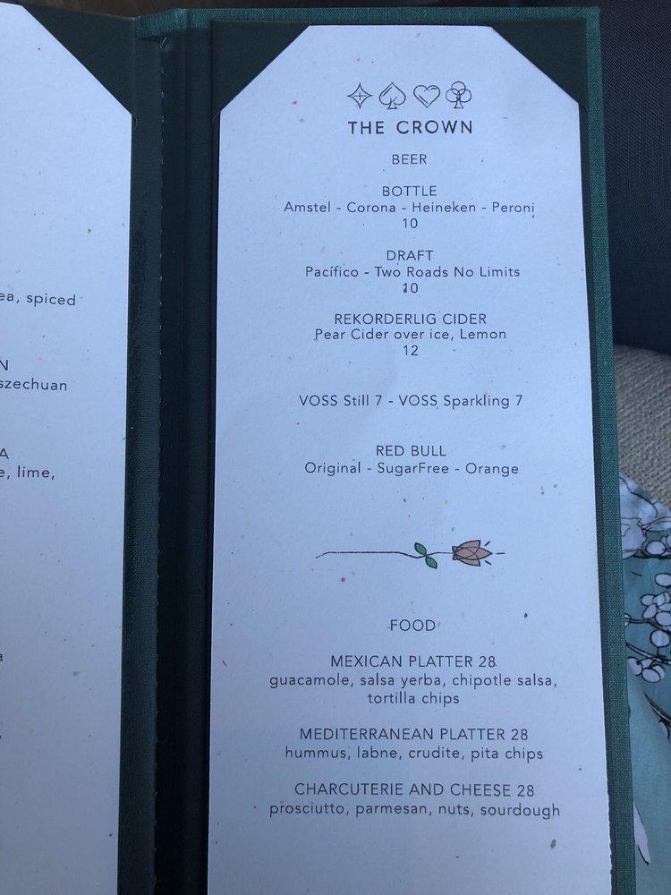 Menu at The Crown pub & bar, New York City