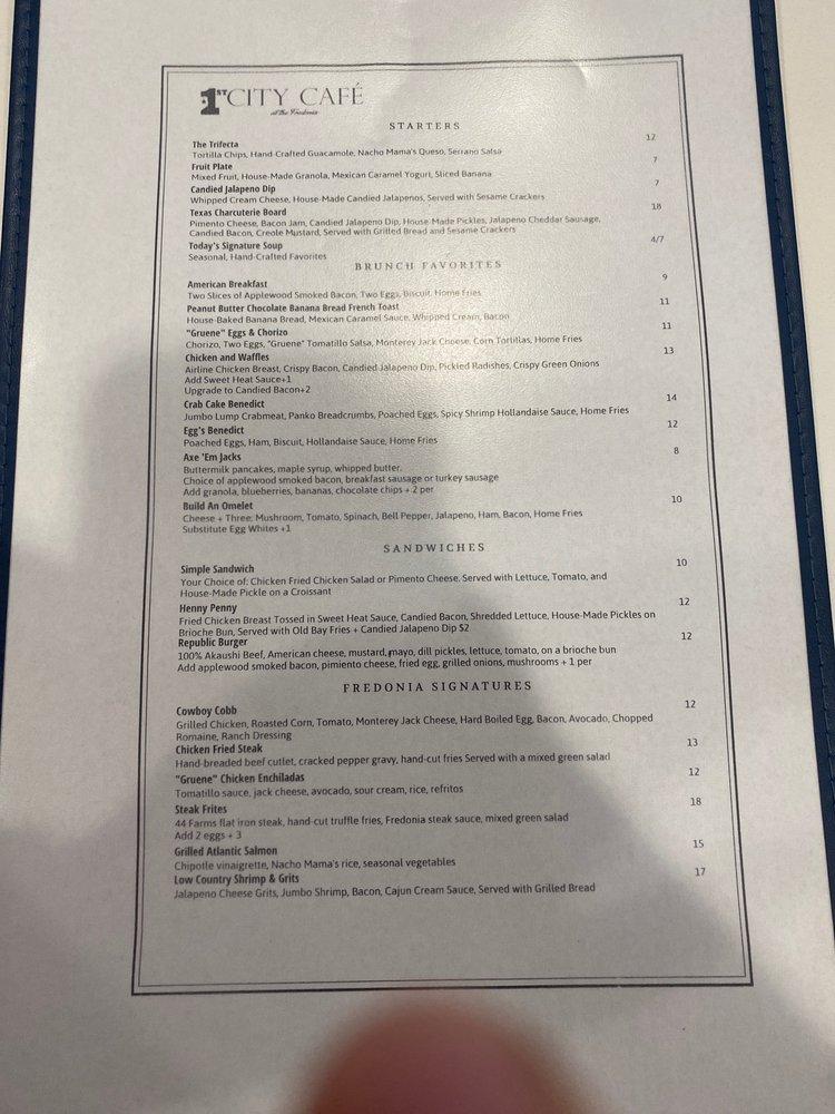 Menu at 1st City Cafe, Nacogdoches