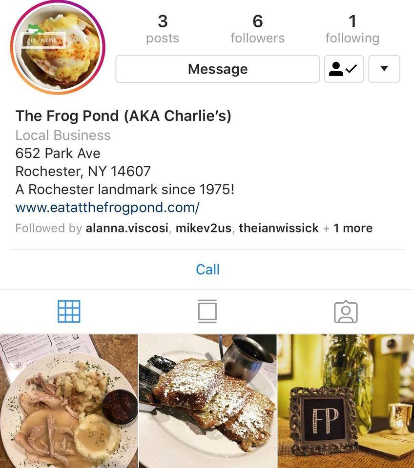 Menu at The Frog Pond restaurant, Rochester