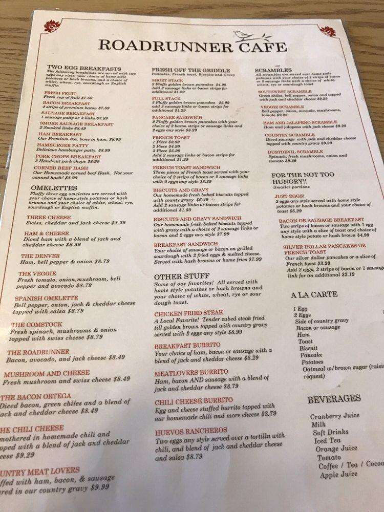 Carta de Roadrunner Cafe, Dayton