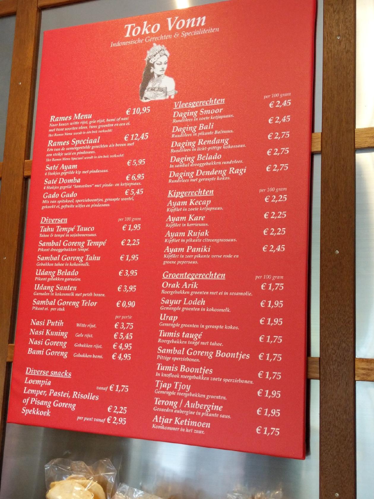 Menu at Toko Vonn, Heemstede