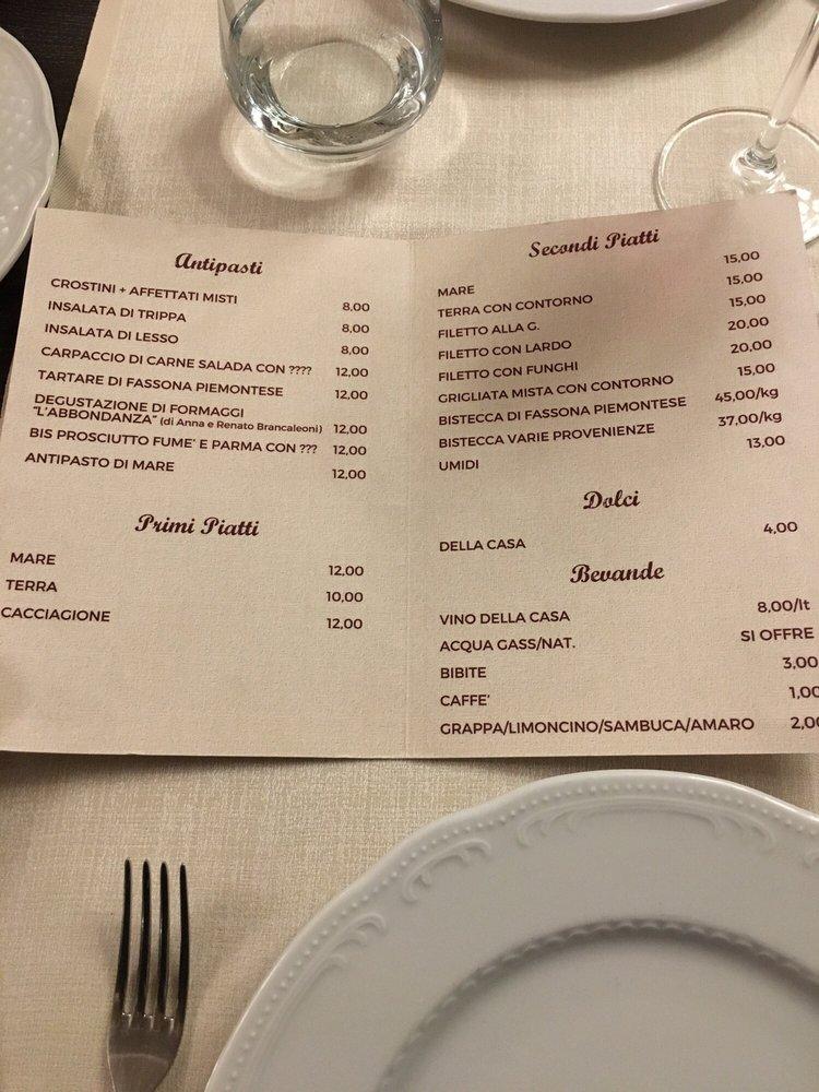 Menu at A Mangia' Fora restaurant, Prato