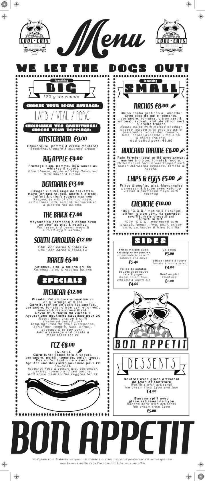 Carta de comida rápida Cool Cats, Chamonix-Mont-Blanc