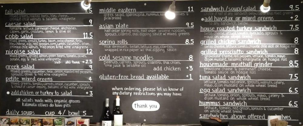 Menu at Counter Culture cafe, Santa Fe