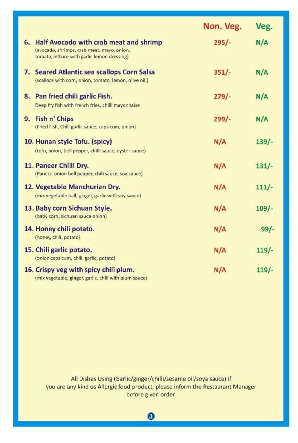 Menu at Divine flavors, Delhi
