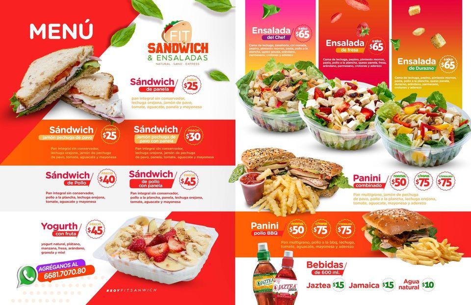Menu at Fit Sandwich y Ensaladas restaurant, Los Mochis
