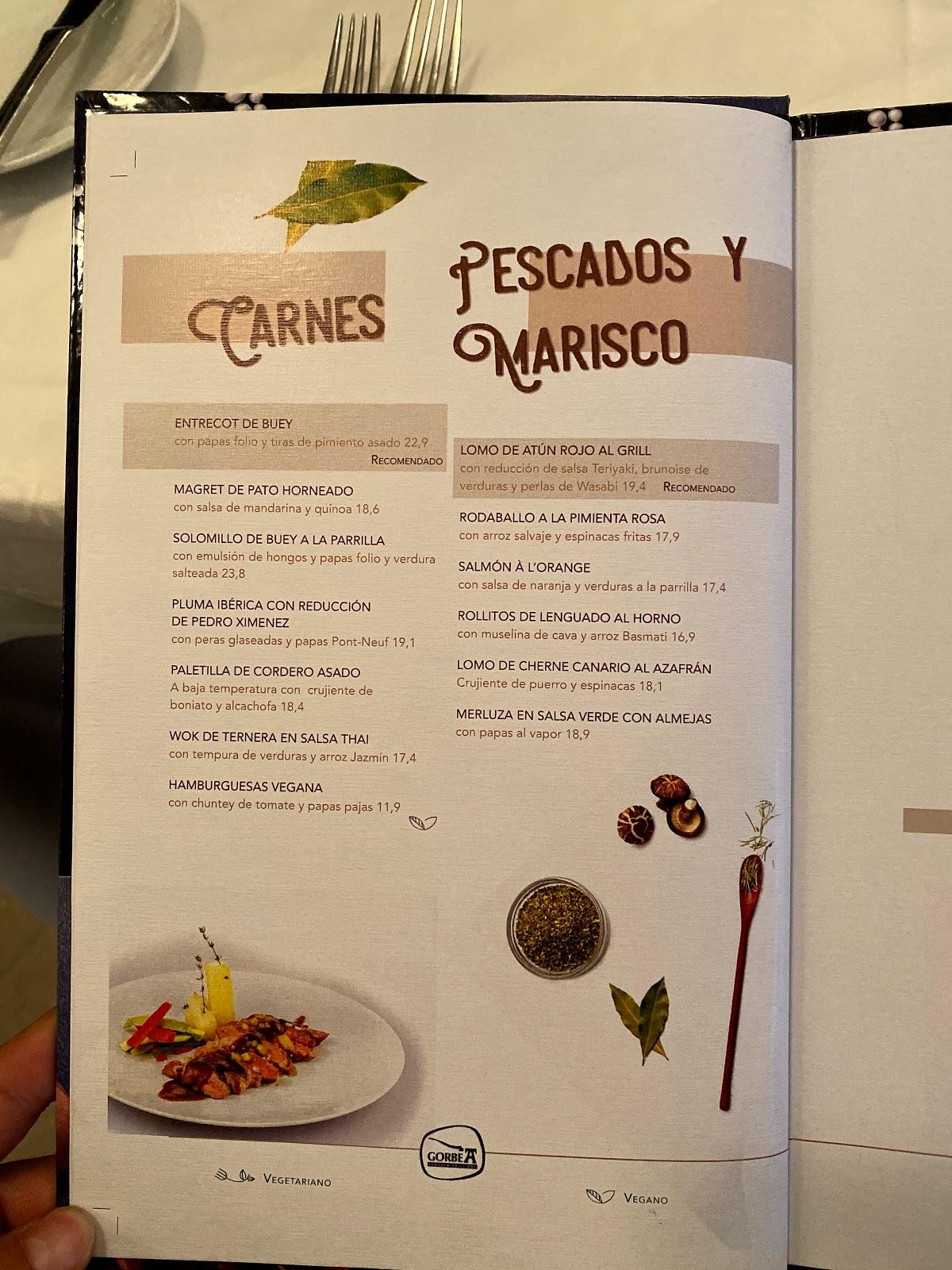 Menu at Gorbea Chill Out & Restaurant, Maspalomas