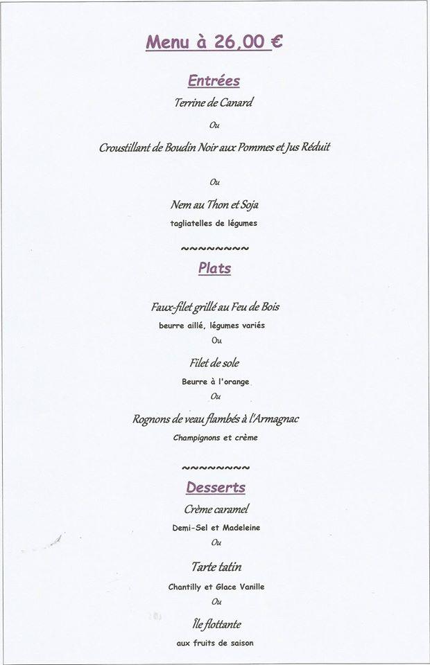 Menu at Grill de la Tour restaurant, Bar-le-Duc
