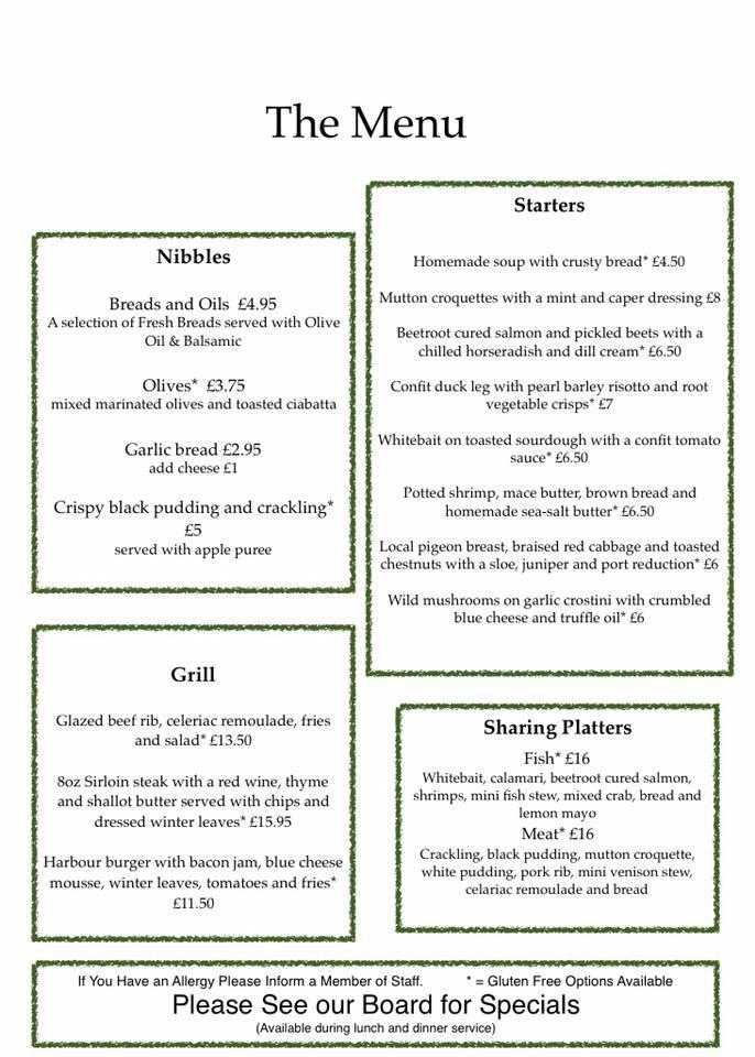 Menu at Harbour Inn pub & bar, Seaton
