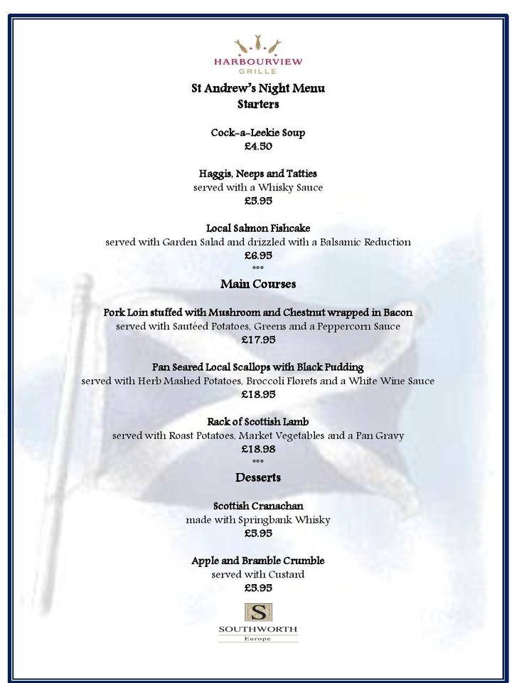 Menu at Harbourview Grille pub & bar, Campbeltown