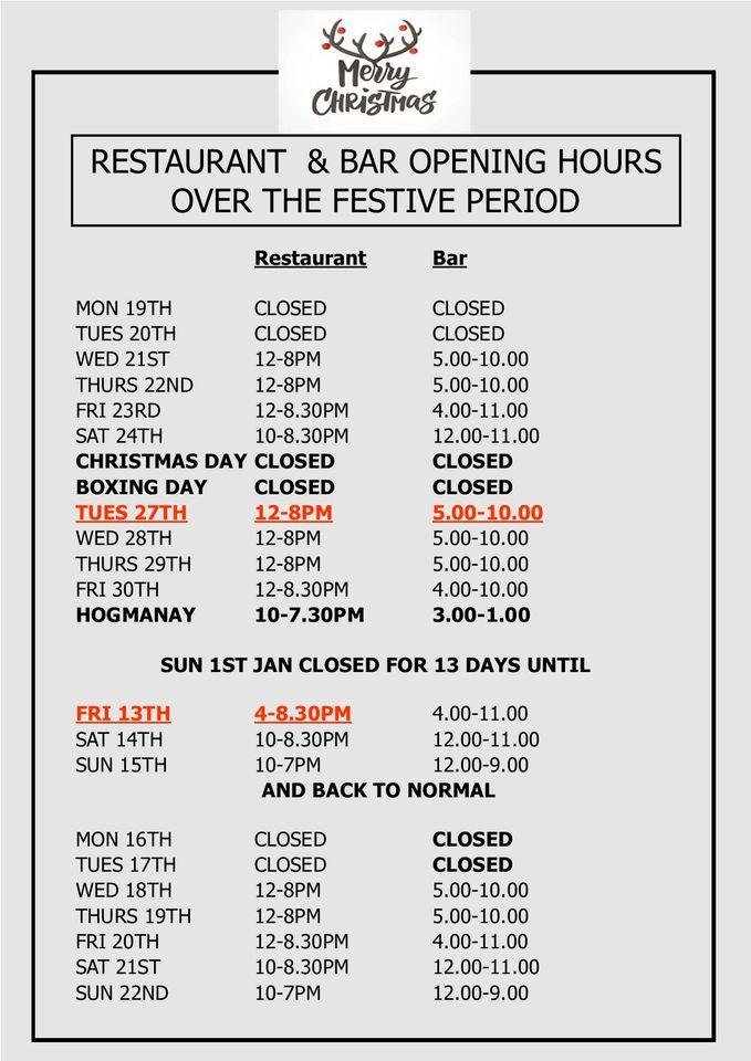 Menu at Inchture Hotel, Restaurant & Bar, Inchture