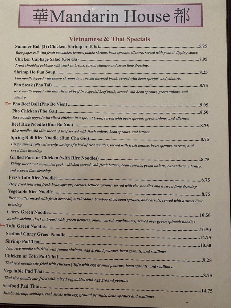 Menu at Mandarin House Chinese Restaurant, Cleveland