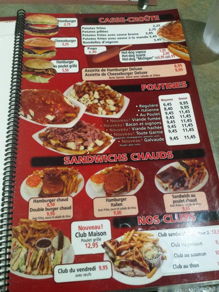 Menu at New Canada Hot-Dog restaurant, Montreal