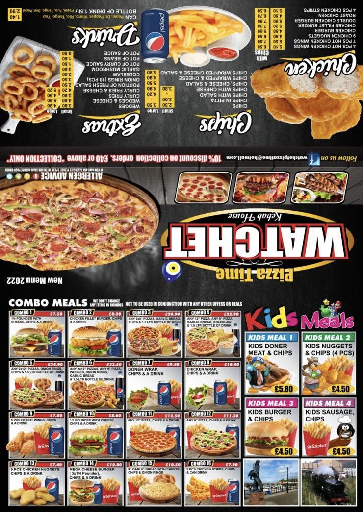 Menu at Pizza Time & Kebab House pizzeria, Watchet