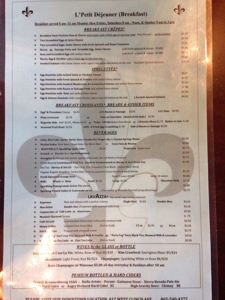 Menu at The French Market Creperie West cafe, Farragut