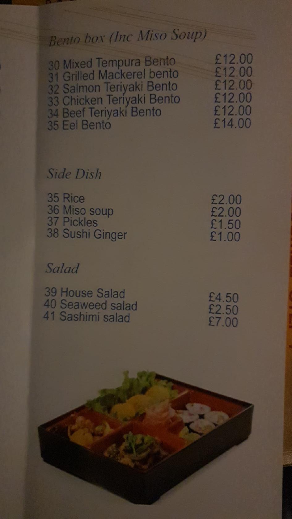 Carta del restaurante Yokoso Japan, Barnet