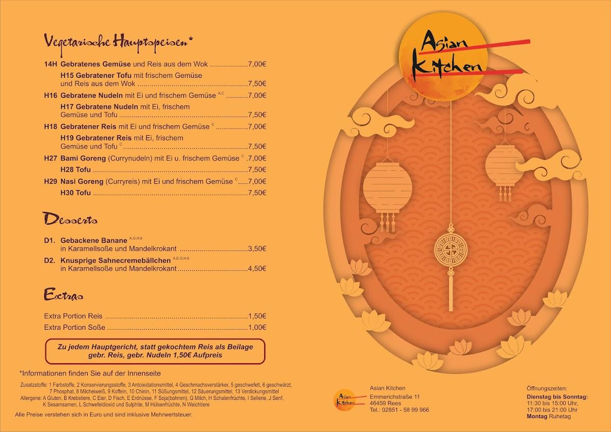 Speisekarte von Asian Kitchen restaurant, Rees
