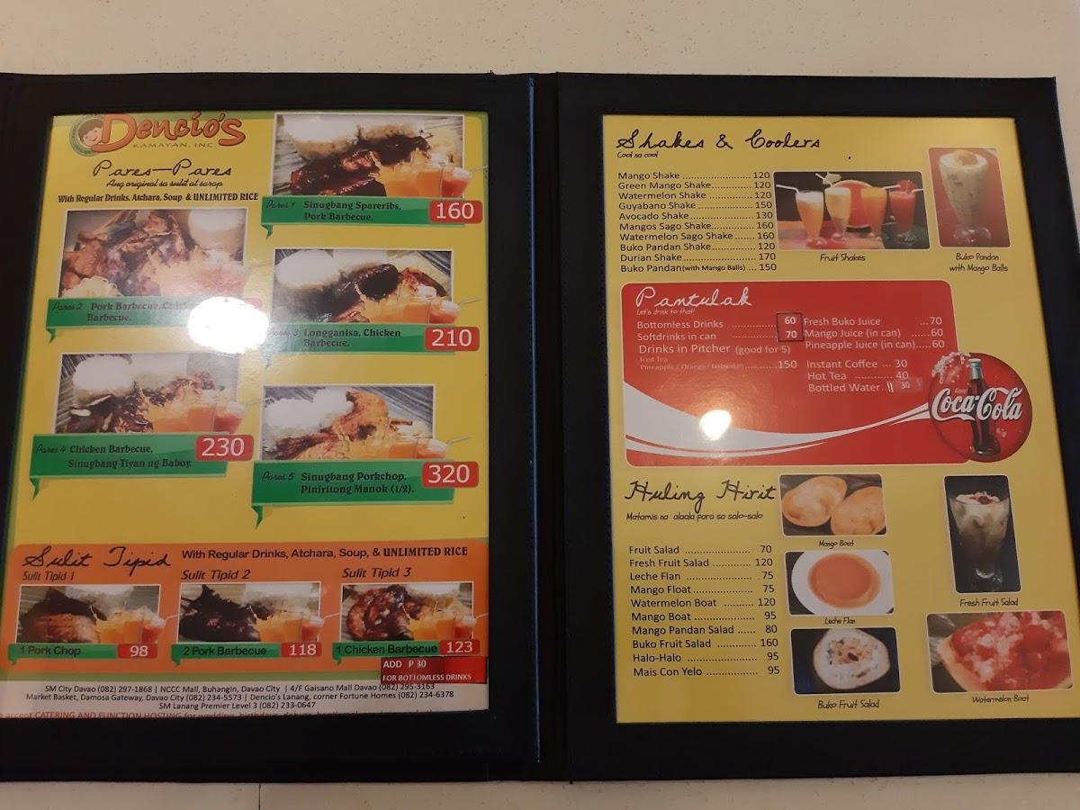 Carta del restaurante Dencio's Kamayan - Damosa, Dávao