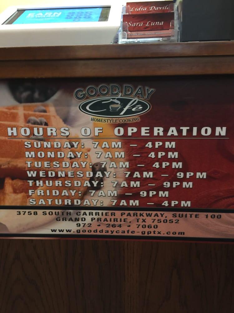 Menu at Good Day Cafe, Grand Prairie, S Carrier Pkwy #100