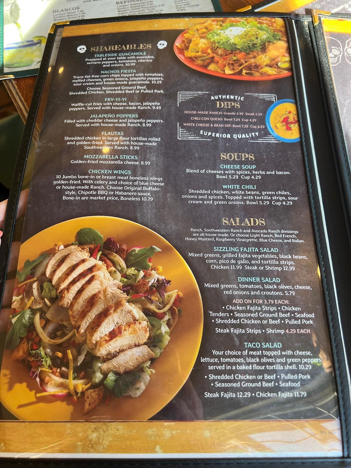 Menu at Hacienda Mexican Restaurants, Evansville, 990 S Green River Rd