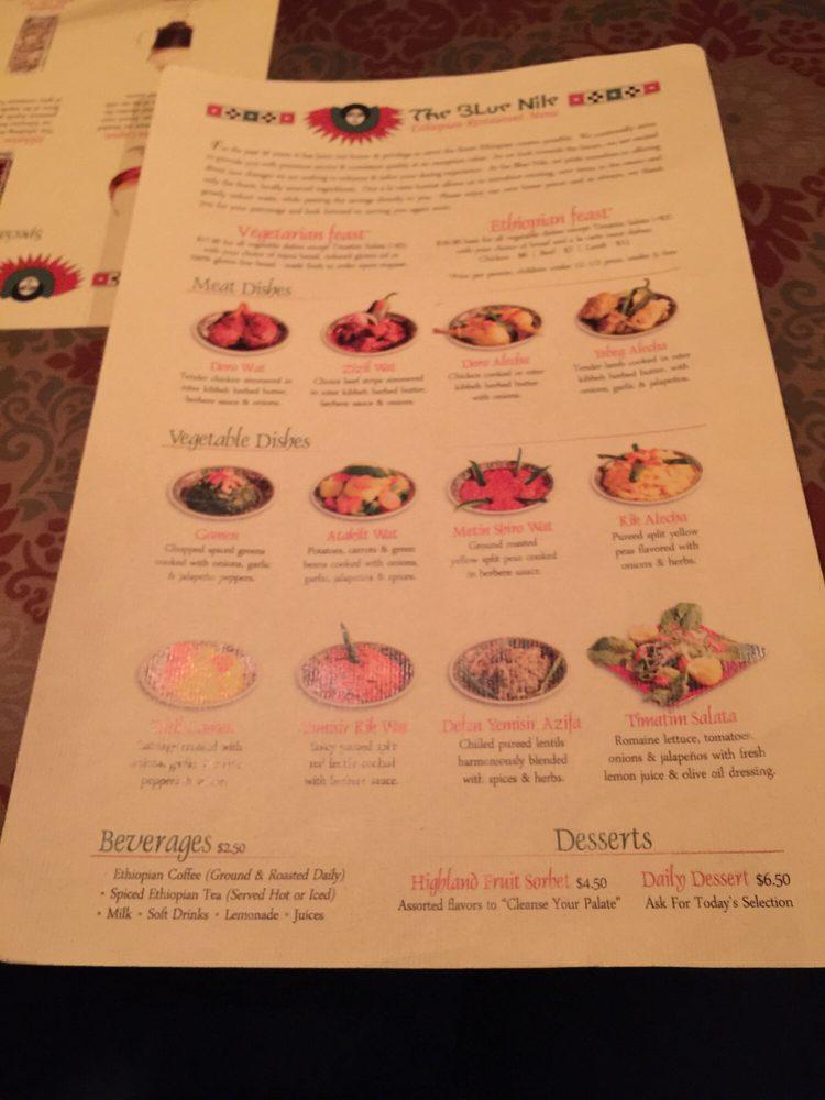 Menu at Blue Nile restaurant, Ferndale