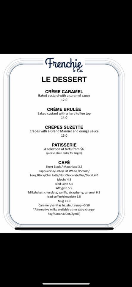 Menu at Frenchie & Co restaurant, Fairview Park