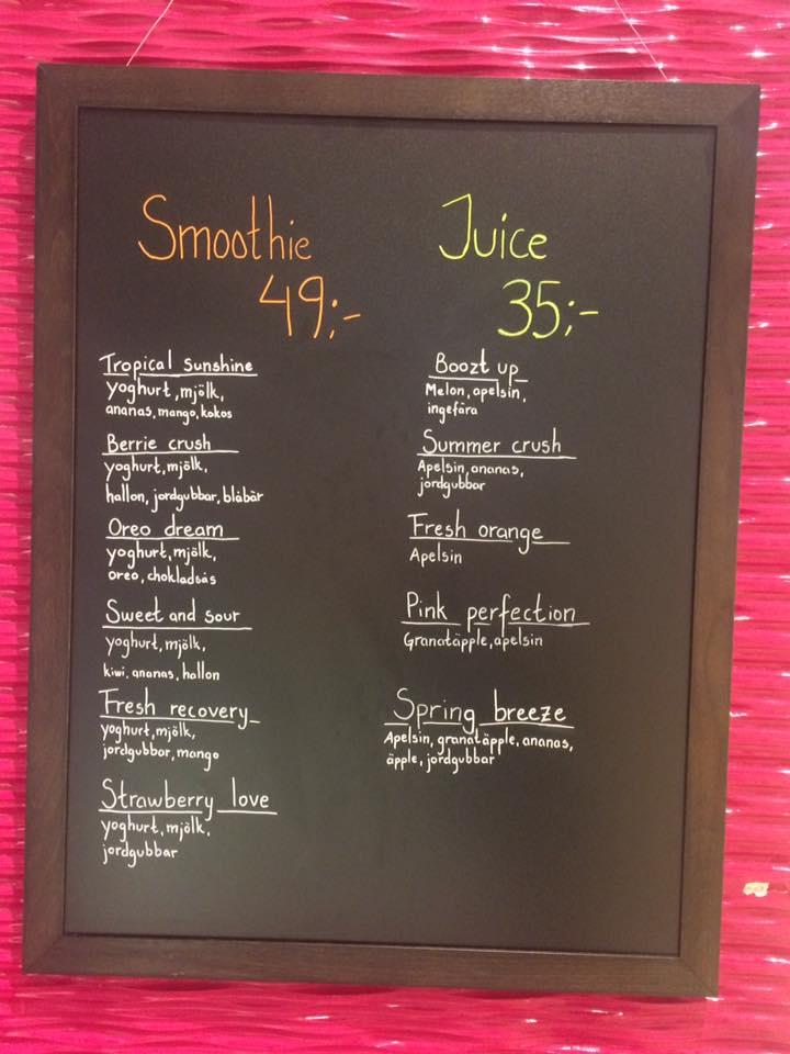 Menu at Picki, Karlstad