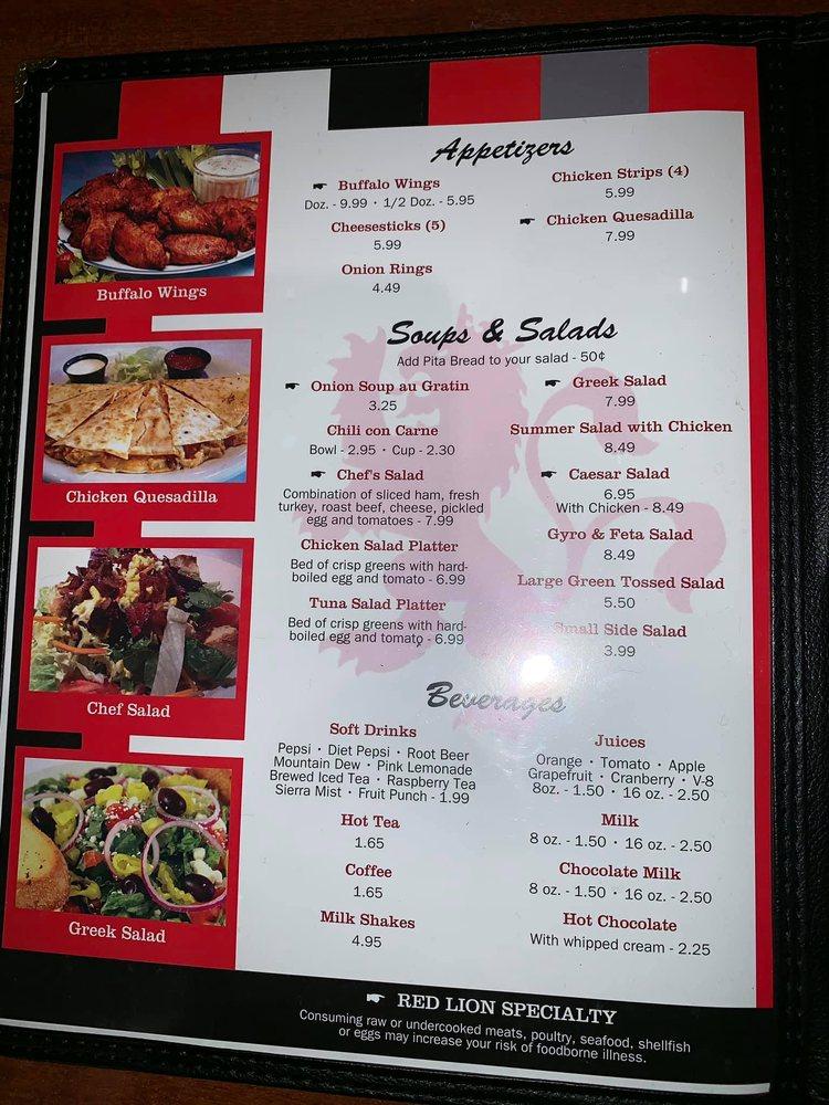 Menu at Red Lion Corner Café restaurant, Red Lion
