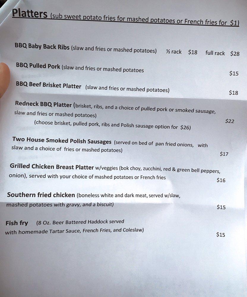 Menu at Redneck Bistro BBQ, Lake Placid, Saranac Ave