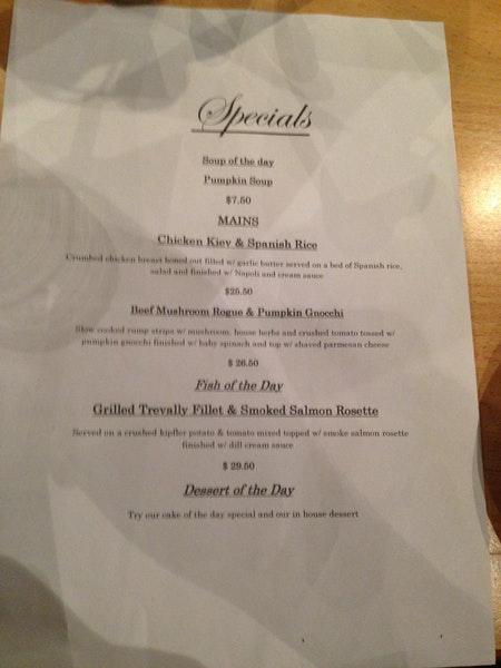 Menu at The Sugar Gum Hotel pub & bar, Hillside