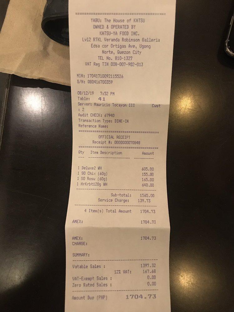 Menu at Yabu: House of Katsu restaurant, Mandaluyong, Bldg B