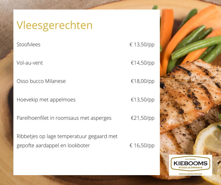 Menu at Café Kiebooms, Antwerp