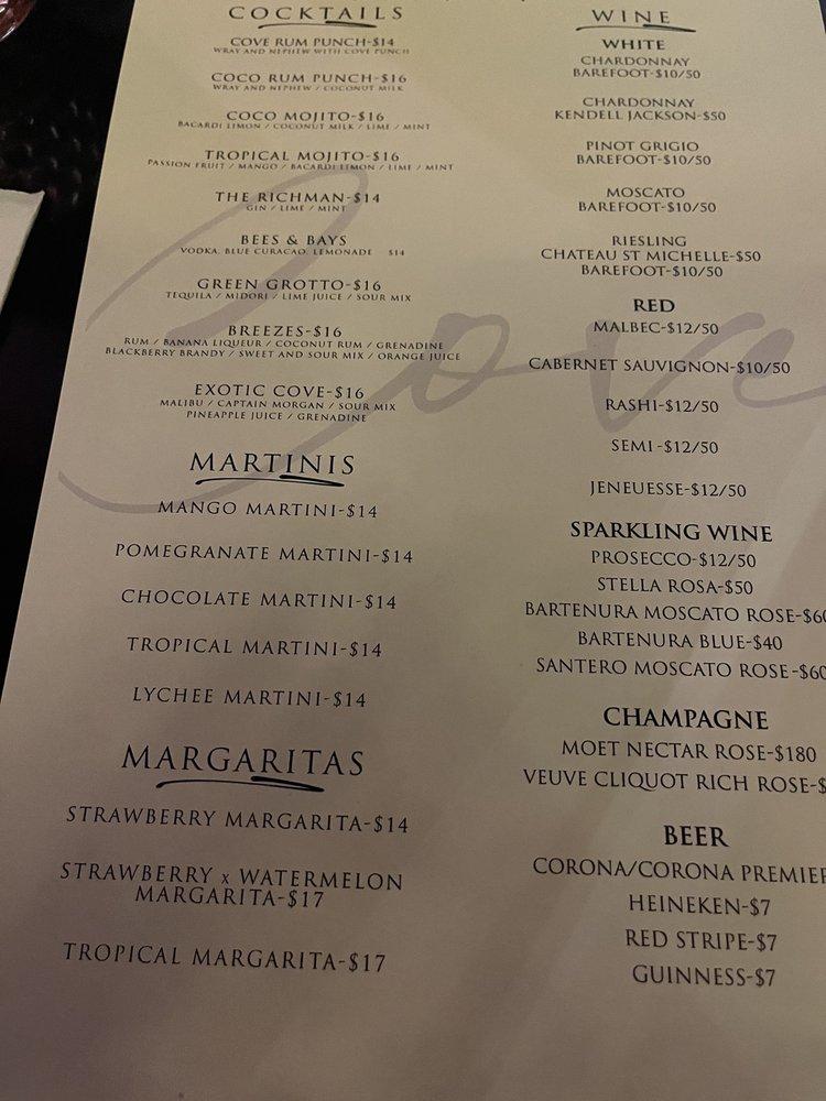 Menu at Cove Restaurant, New York City, 243-10 Merrick Blvd