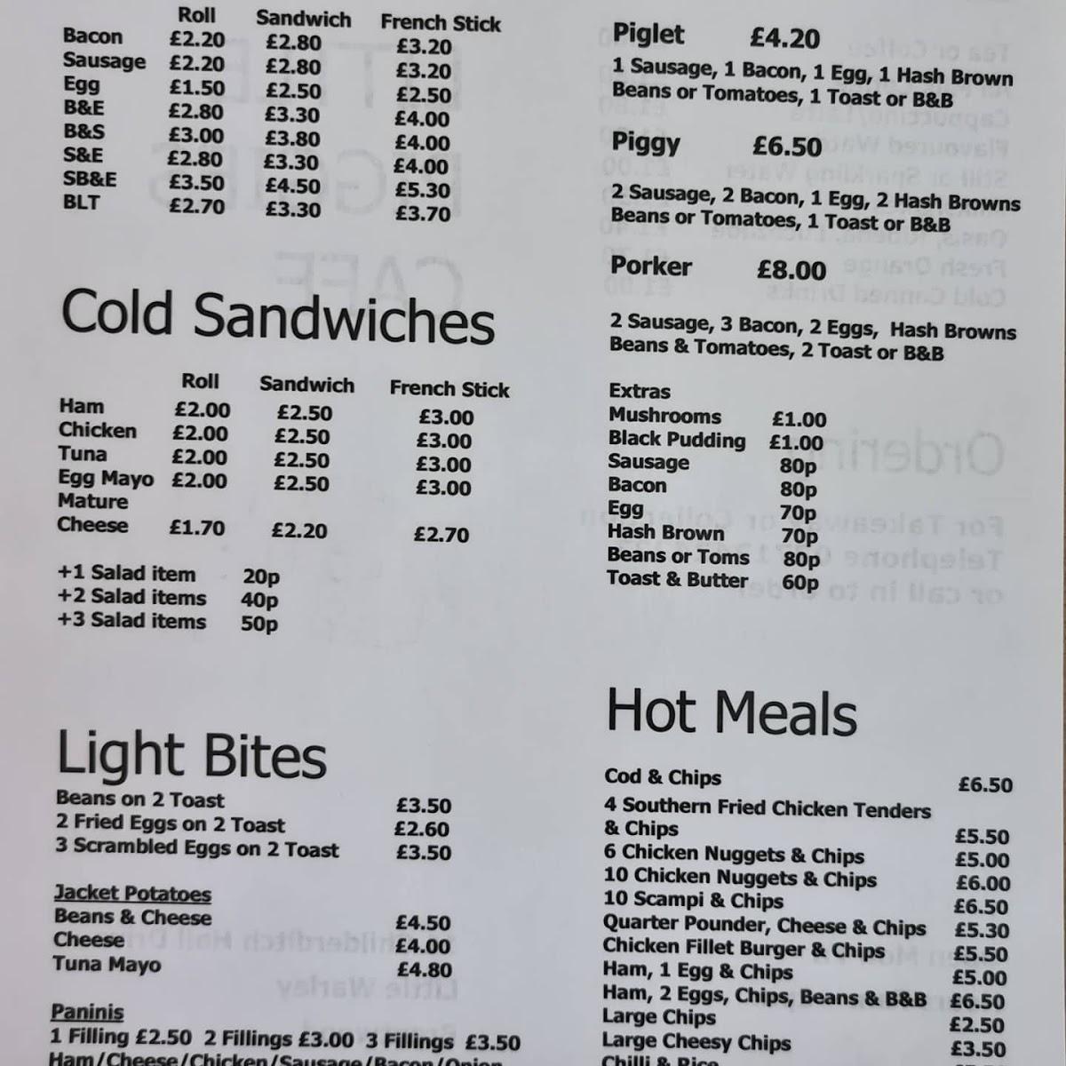 Menu at Little Piggies Cafe, Brentwood