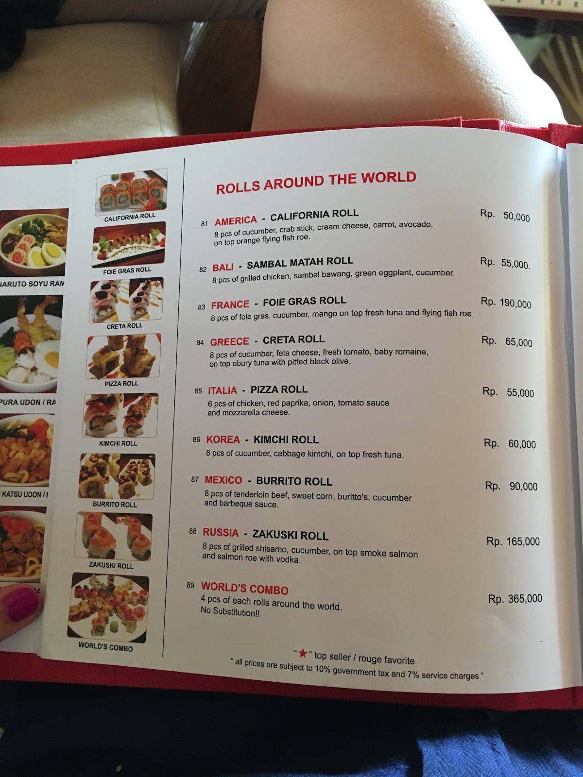 Menu at Rouge Restaurant, Bar & Villas., Ubud