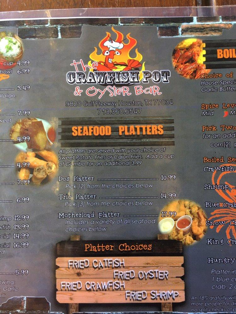 Menu at The Crawfish Pot & Oyster Bar, Houston