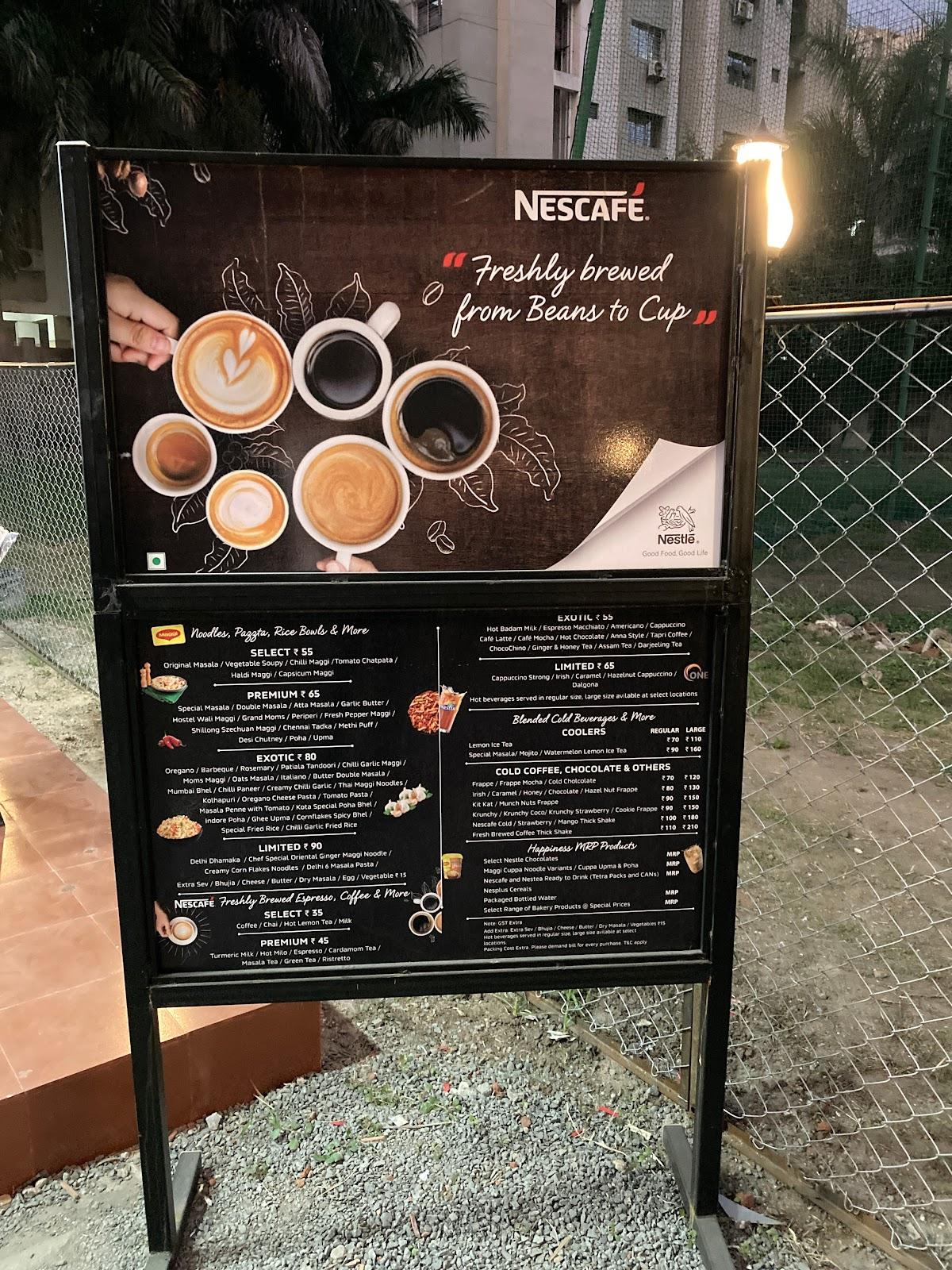 Menu at nescafe, Surat, Green city