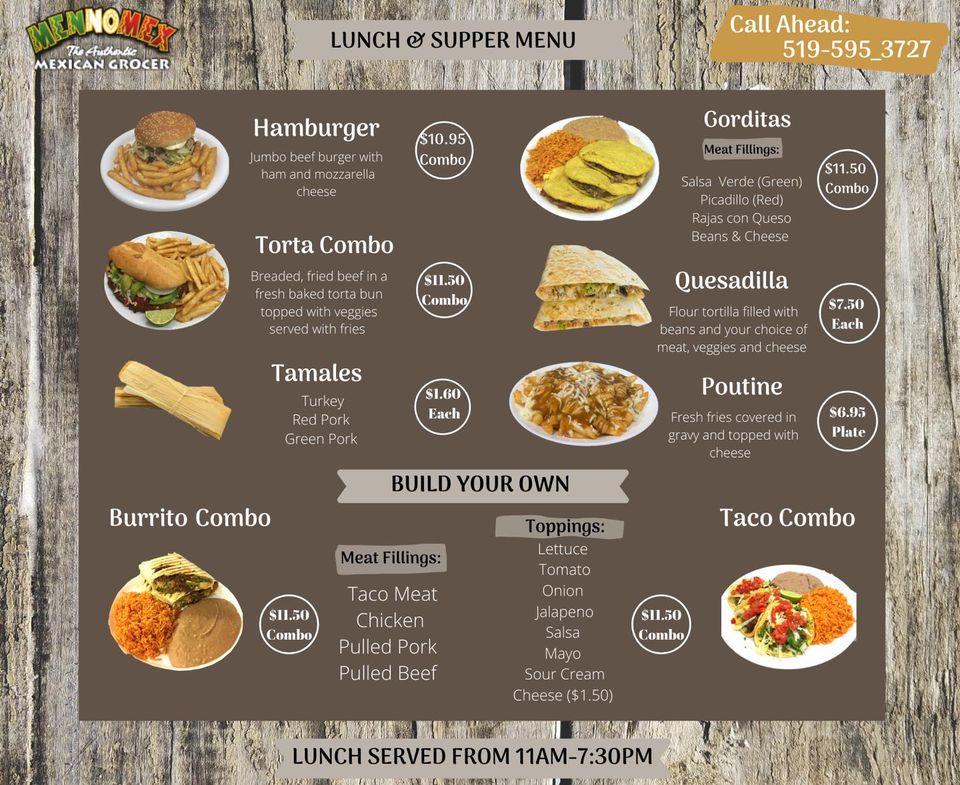 Menu at Mennomex restaurant, Aylmer