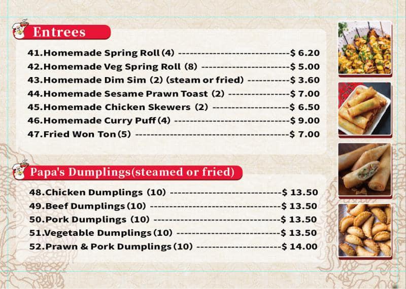 Menu at Papa's Rich Noodles - Leongatha restaurant, Leongatha