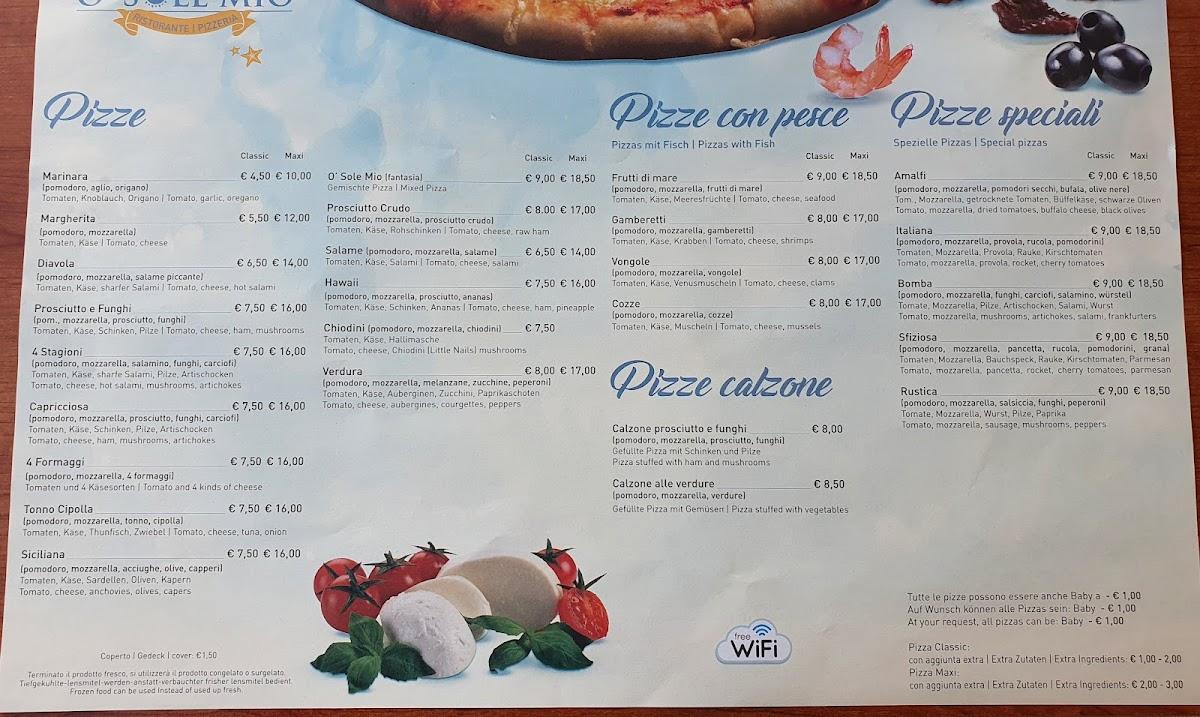 Menu at Ristorante Pizzeria O' Sole Mio, Bibione Pineda