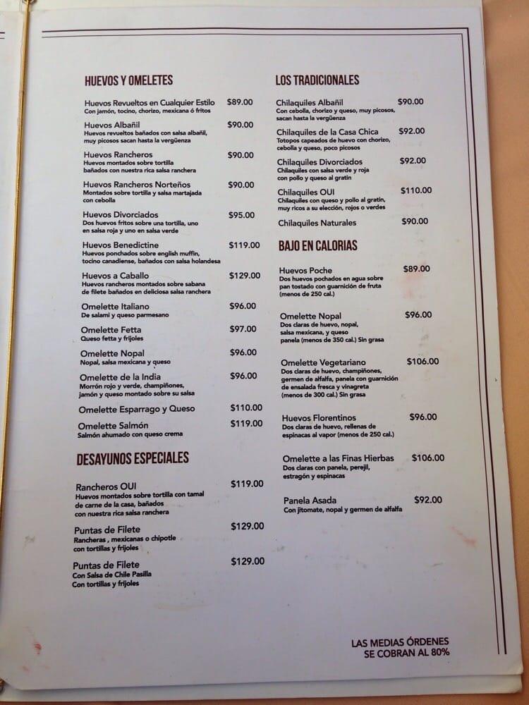 Carta de OUI Restaurant Bar, Guadalajara, Av López Cotilla 2171