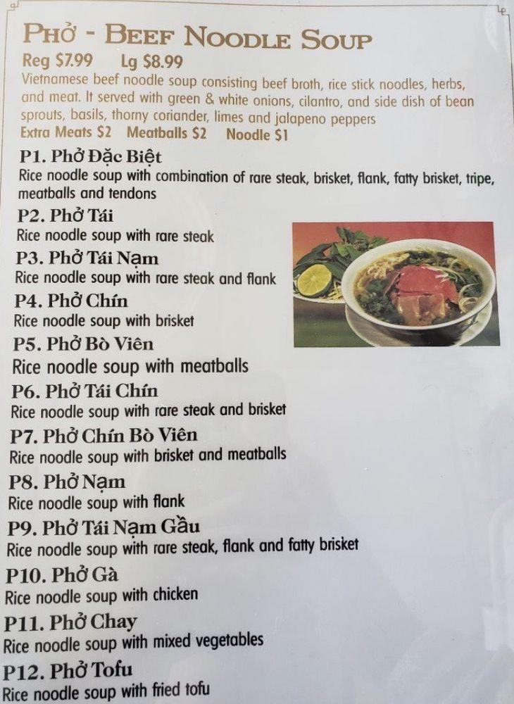 Menu at Pho Bistro restaurant, Edmond